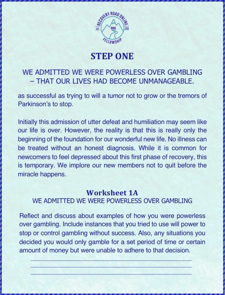 Step "One" Recovery Road Online %%Recovery Road Online%%